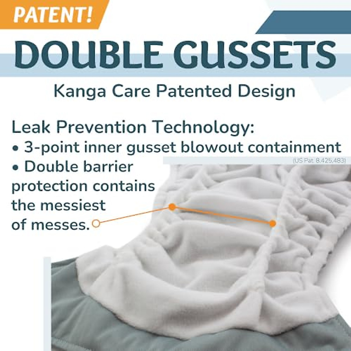 Kanga Care Rumparooz G3 Cloth Diaper Reusable One Size Pocket Diaper Patented Inner Double Gusset 2 pcs Microfiber Insert Soaker (6-35+ lbs) - Wander