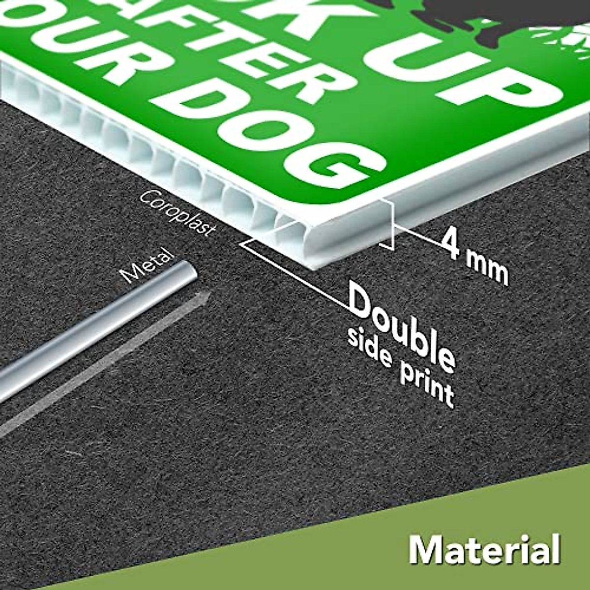 2 PC Pick Up After Your Dog Sign - 8x12 Double Sided Coroplast No Pooping Dog Signs for Yard - Dog Poop Signs for Yard - Curb Your Dog Sign