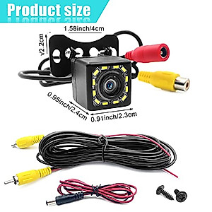 Car Backup Camera, Car Rear View Reverse Camera 12 LED Night Vision, Waterproof Dustproof 170°Wide Angle for Cars, Trucks, Pickups, Suvs