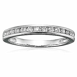 VIR JEWELS 1/4 carat (ctw) Diamond Wedding Anniversary Band for Women, Half Eternity Round Diamond Engagement Ring 14K White Gold Channel Set 0.25 cttw, Size 7.5