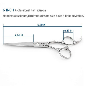 6" Professional Hair Scissors Cutting Shears 440C Hair Cutting Scissors Haircut Scissors Sharp Barber Scissors Barber Shears Convex Edge KINSARO