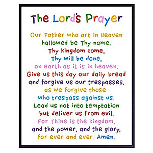Lords Prayer Wall Art - Religious Bible Study Scripture Decor for Church, Sunday School Classroom, Baby, Girls Room, Toddler, Boys Bedroom, Nursery - Blessed Christian Gift for Daughter, Son, Kids