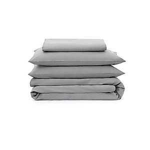 AIZOME Duvet Cover Set Made from 100% GOTS Organic Cotton, Non-Toxic Plant-Dyed No PFAS Synthetic Free No Petrochemicals Breathable Hypoallergenic for Sensitive Skin, 4-Piece (Silver Sumac, Queen)