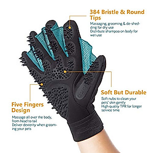 COOLJOB Patented Pet Grooming Gloves with Web, Reusable Washable Cleaning Brush Massage Hair Remover for Short Long Haired Dog Cat Horse Animal, Washing Bathing Shedding Supplies, One Size for Men