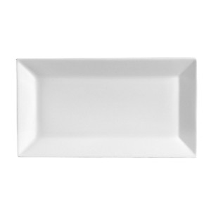 CAC China KSE-13 Kingsquare Porcelain Rectangular Platter, 11-1/2" x 6-1/4", Super White, Box of 12