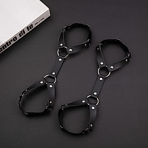 NICEIGHT Leather Body Chains for Women Sexy Harness Waist Chains Black Belt Chest Chains Punk Adjustable Rave Body Jewelry S4