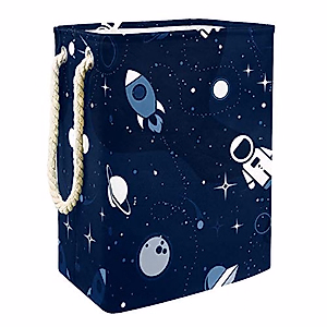 DEYYA Astronaut Spaceship Rocket Moon Collapsible Laundry Hampers Large Laundry Baskets Storage Bin for Bathroom Bedroom Organization