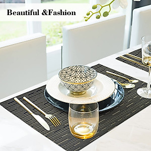 JUCCWARM Placemats Set of 4 Heat Resistant Placemats for Dining Table Woven Vinyl Place Mats Easy to Clean Washable Table Mats 18 x 12 inches (Taupe, 4)