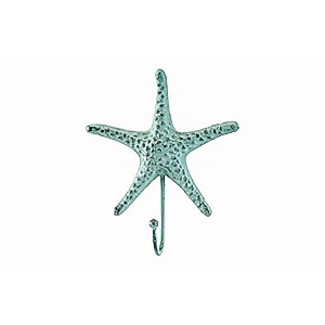 Giftcraft Set of 3 Starfish Shaped Decorative Hooks, Rack for Towels, Jackets, Hats, Metal Coat Hooks Made with Heavy Duty Cast Iron, Wall Mounted Coat Hanger, Unique Ocean Themed Home Decor