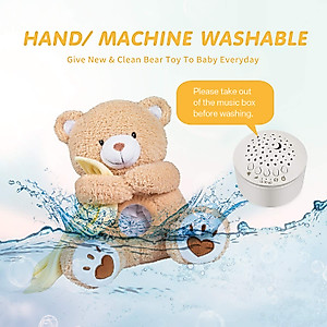 BEREST Baby Sleep Soother Happy Bear, Mom's Heartbeat Bear Lullabies & Shusher White Noise Machine, Nursery Decor Night Light Projector, Toddler Crib Sleeping Aid, Baby Shower Gifts Portable Teddy