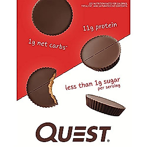 Quest Nutrition High Protein Low Carb, Gluten Free, Keto Friendly, Peanut Butter Cups, 12 Count (Pack of 1) (total- 17.76 Ounce)