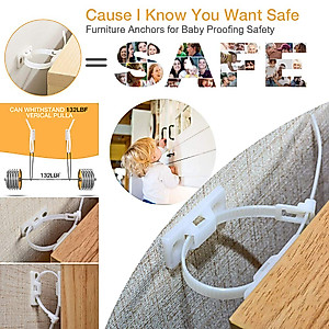 12 Pcs Furniture Straps, Baby Proofing Anti Tip Furniture Anchors Kit, Adjustable Child Toddlers Secure Wall Straps, for Dresser or Bookshelf for Cabinet TV Stand Wardrobe Drawers Tables Desk