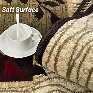 NANAN Anti-Slip Area Rug 5x8 Decorative Throw Rug Roll Wrapped Area Rug Woven Area Rug Non-Shedding Carpet for Laundry Living Room Nursery Bedroom,Brown/Red 5'x8'