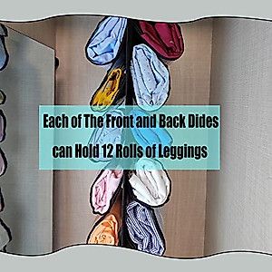 ZKDYNJ 2 Pack Leggings Storage Organizer, Hanging Legging Organizer for Closet, Clothes Portable Closets Roll Holder with 24 Pocket, Space Saver Closet Storage Organization