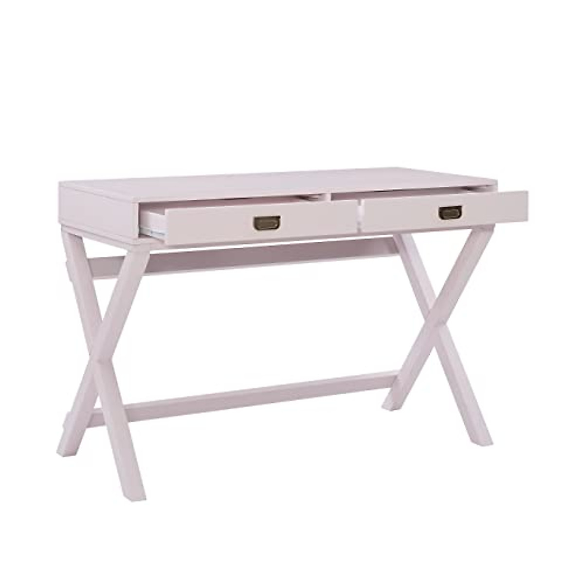 Linon Light Pink Rose Gold Hardware Jaycee X Base Writing Desk