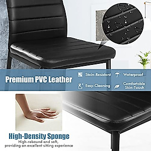 Giantex Set of 4 Dining Chairs, Upholstered Dining Side Chairs with Stain-Proof PVC Leather, Non-Slip Footpads,Easy to Clean and Assemble, High Back Black Kitchen Dining Chairs