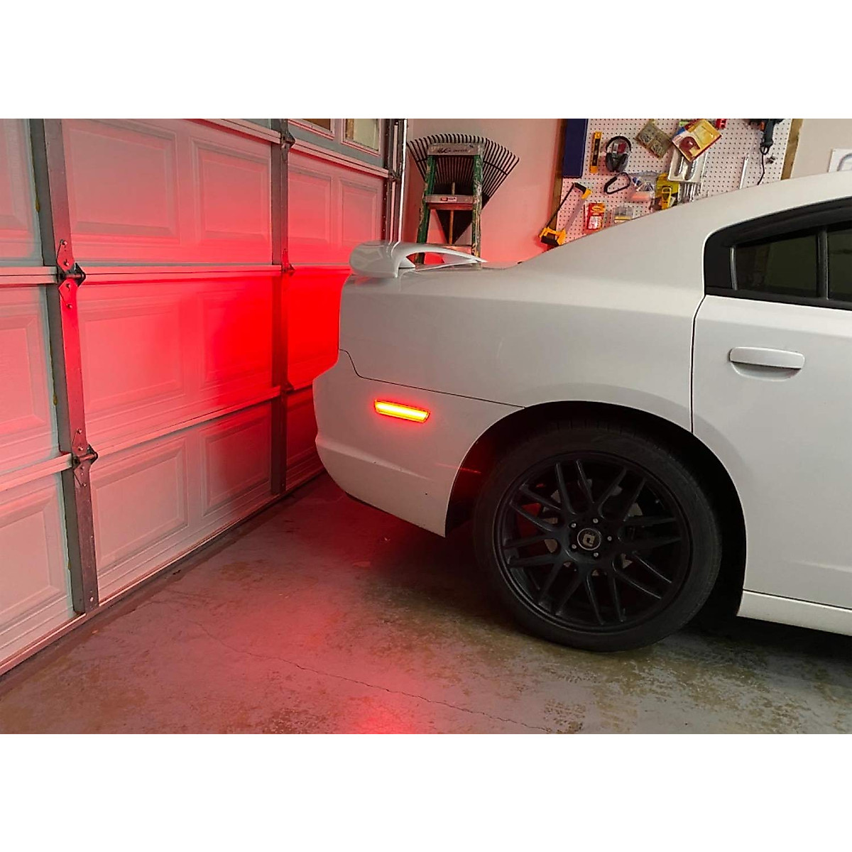 iJDMTOY 75-090-Smoked-Red Smoked Lens Red Full LED Rear Side Marker Light Kit for Dodge 2008-14 Challenger & 2011-14 Charger, Powered by 36 LED Diodes, Replace OEM Back Sidemarker Lamps
