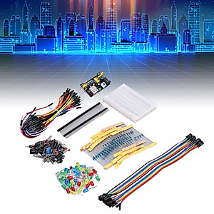 Electronic Component Kit Assortment Breadboard Capacitor Resistor PCB + Metal Basic Electronic Starter Kit One-Stop Learning Electronics and Programming Tools for