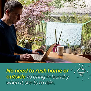 Clothes Line with Automatic Rain Cover - 16ft Outdoor Washing Line, 6ft Waterproof Cover - Air Dry Your Laundry in All Weather, Suitable for Balconies, Backyards by Peggy Rain Green