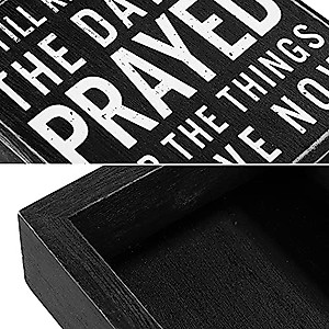 Classic Box Sign Wooden Box Sign Black White Box Sign Decorative Letters Wood Box Plaque for Shelf Living Room Bathroom Laundry Decor (The Days I Prayed)