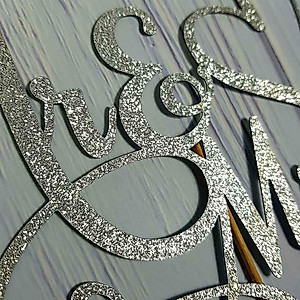 Mr and Mrs Cake Topper, Bride and Groom Sign Wedding, Engagement Cake Toppers Decorations, Double-faced Silver Glitter