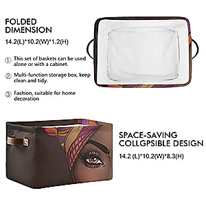 senya African American Woman(6) Storage Basket Storage Bin Storage Cube Box Durable Canvas Basket Organizer with Handles for Shelf Closet Bedroom Home Office