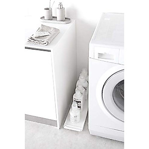 YAMAZAKI Home Rolling Cart Flat Dolly Wheels | Steel | Toilet Paper Stocker, One Size, White