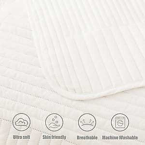 Whale Flotilla Ultra Soft Queen Quilt Bedding Set, Lightweight Microfiber White Quilts Bedspreads Full Size, 3 Piece Ultrasonic Geometric Coverlet Bed Cover for All Seasons