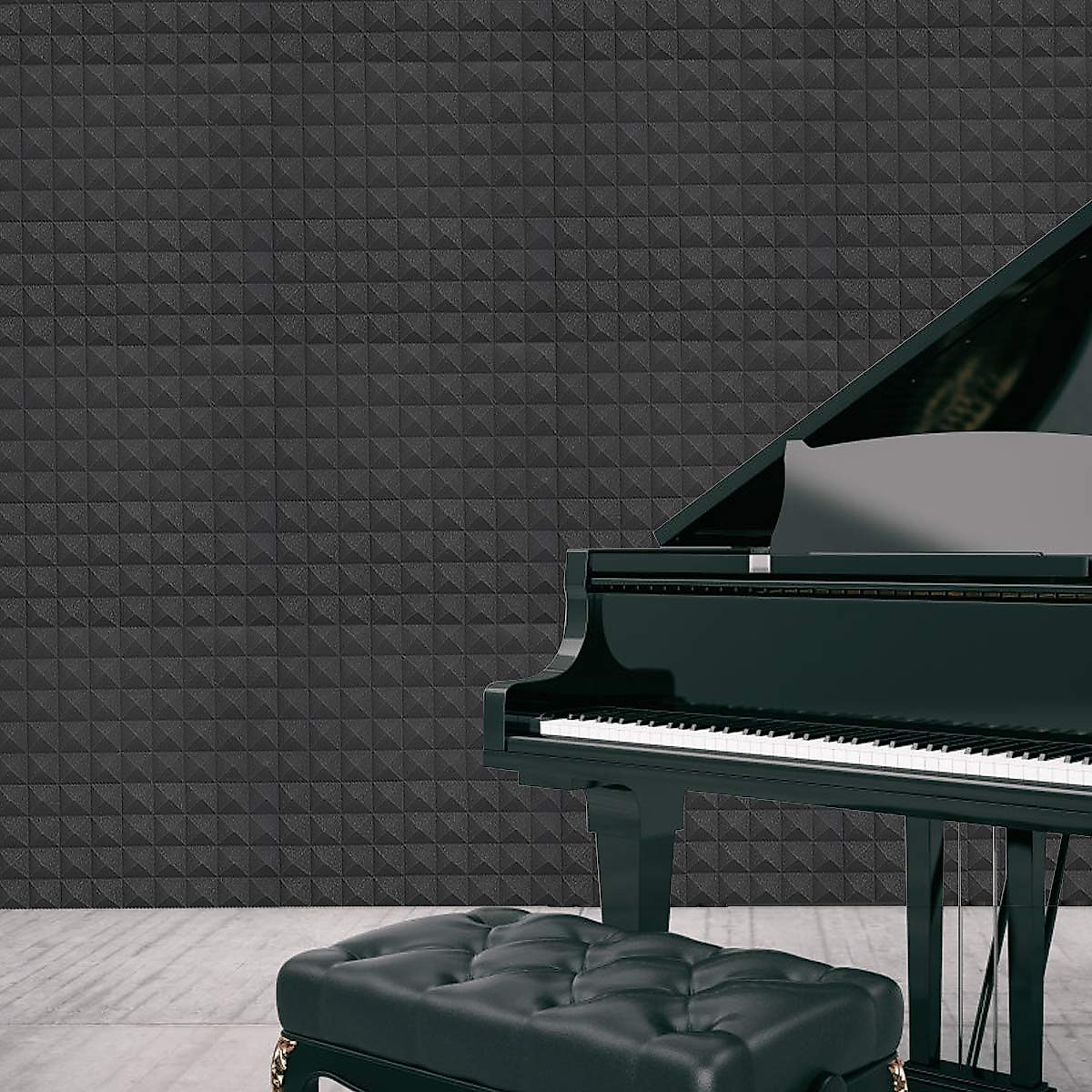 24 Pack Sound Proof Foam Panels for Walls 2 Inches Thick Acoustic Foam Panels for Wall Pyramid, 2" X 12" X 12" Sound Absorbing Dampening Studio Foam soundproof wall panels Wedge Tiles