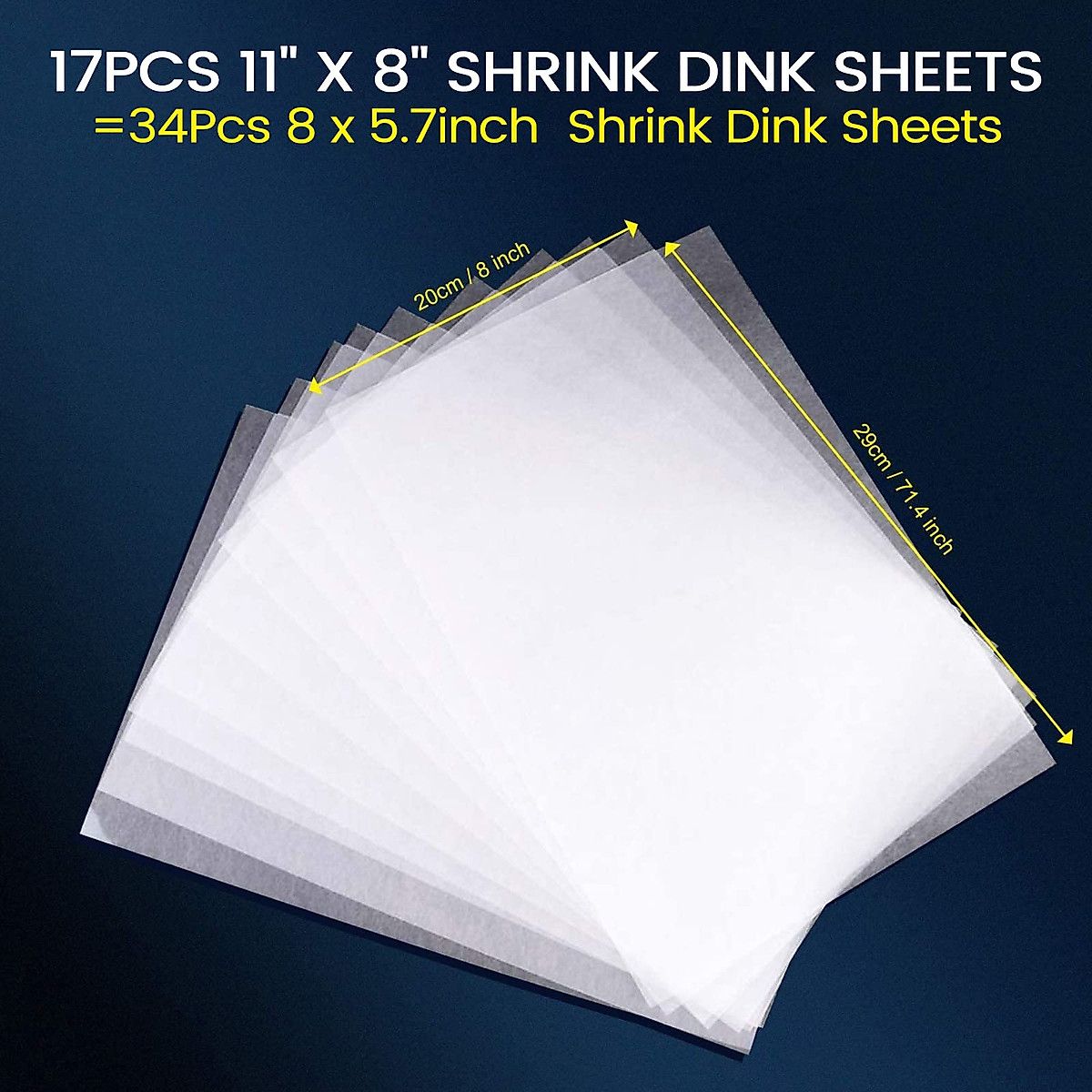BAPHILE Shrink Dink Sheets,17-Pack,Large Size Clear Blank Frosted Shrink Film Sheets(11'' x 8''), Kids Activities for All Ages,for Boys and Girls Creative Craft