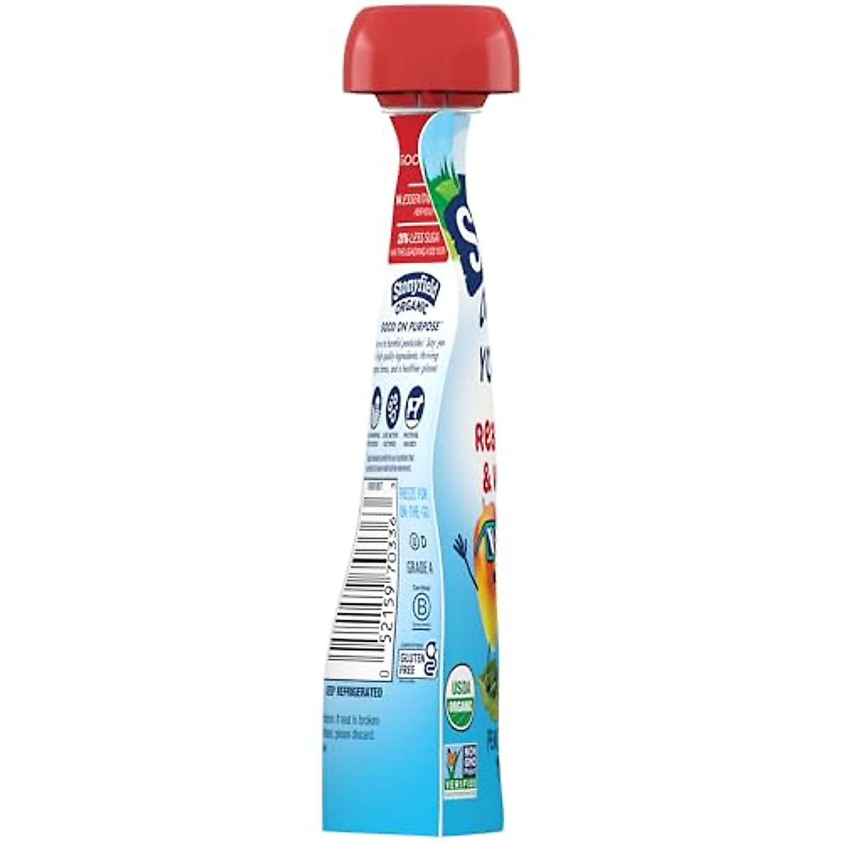 Stonyfield Organic Kids Pear Spinach Mango Whole Milk Yogurt Pouch, 3.5 oz., 1 Ct, - Real Fruit and Veggie; Low Fat, Gluten-Free,