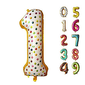 Sweet One Number Balloons Donut Birthday Party Decorations 40 IN Sprinkle Balloon 1st Candyland Donut Grow Up Party Supplies 1 Balloon for First Birthday Candy Balloons