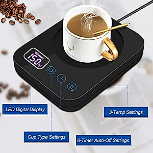 Coffee Mug Warmer - Cup Warmer for Desk Candle Warmer Automatic Shut Off, Smart Beverage Warmer with 3 Temperature Settings Touch Switch for Coffee, Water, Milk, Tea, Safely Use for Office/Home