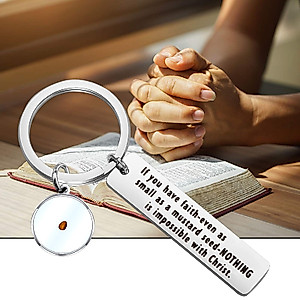 SEIRAA Mustard Seed Keychain Christian Jewelry Motivational and Religious Gift for Loved Ones If you have faith as small as a mustard seed Keychain (Mustard Seed Keychain)