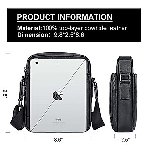 Augus Leather Messenger Crossbody Shoulder Bag for Men Work Business Casual Adjustable Straps (black-1)