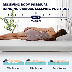 Homemate Memory Foam Mattress Topper Queen, 3 Inch Gel Cooling Mattress Pad High Density Foam Firm Mattress Topper, Soft Pressure Relieve Bed Topper CertiPUR-US, Non-Slip Removable & Washable Cover