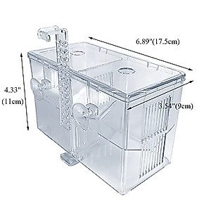 XEOGUIYA Acrylic Aquarium Breeder Box Hang on Back, Isolation Hatchery Feeding Boxes for Small Fish Fry Hatchery