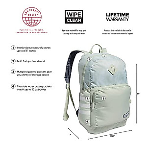 adidas Classic 3S 4 Backpack, Stone Wash Linen Green-White/Linen Green/White, One Size