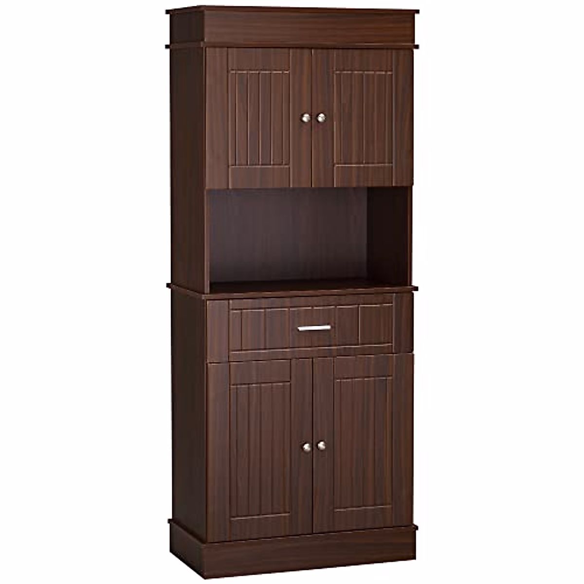 HOMCOM 72" Kitchen Buffet with Hutch, Freestanding Pantry Cabinet with Utility Drawer, 2 Door Cabinets, Adjustable Shelves and Countertop, Brown