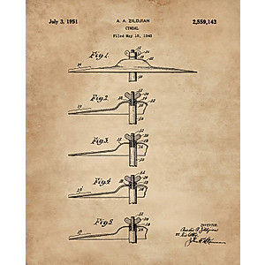 Drummer Gifts for Men - Music Wall Decor - Set of 6 (8x10) Unframed Drum Patent Wall Art Prints - Music Room Studio Decorations - Percussionists Teachers Musicians