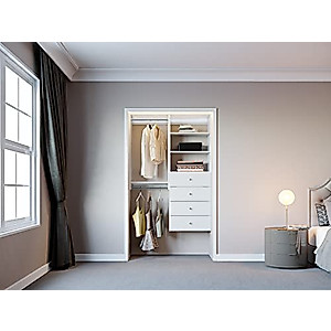 Closet Kit with Hanging Rods, Shelves & Drawers - Corner Closet System - Closet Shelves - Closet Organizers and Storage Shelves (White, 54 inches Wide) Closet Shelving