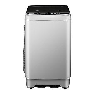 EUASOO 15.6lbs Full-Automatic Washing Machine, Portable Compact Laundry Washer with Drain Pump, 10 Programs 8 Water Levels with LED Display for RV, Camping, Apartment, Dorm, Dark-Grey