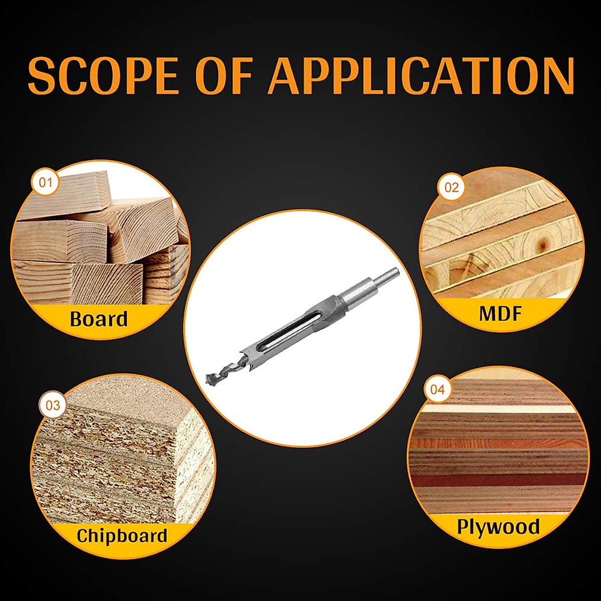 ChgImposs 16MM Woodworking Square Hole Drill Bit, Alloy Steel Wood Hole Saw Mortising Chisel Bit with Twist Drill, DIY Woodworking Countersink Bit Woodworker Hole Drilling Tool
