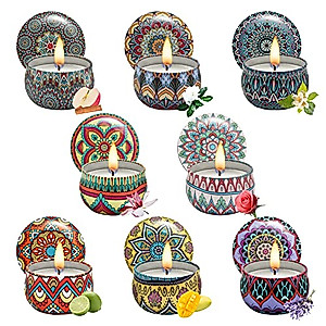 Weimingte 8 Pack Aromatherapy Candle Sets, Natural Soy Candle, 2.5oz, Stress Relief Candles for Home Scented, Home Decoration Candle for Valentine's Day, Holiday and Party, Christmas