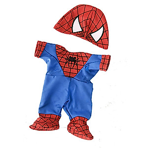 Spidey Teddy Spider Superhero Outfit Teddy Bear Clothes Fits Most 14" - 18" Build-A-Bear and Make Your Own Stuffed Animals