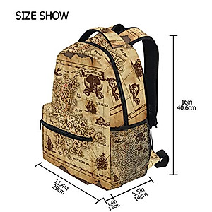 senya Pirate Treasure Map School Backpack Travel Rucksack Book Bag Laptop Backpack