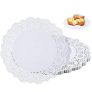 100 Pieces Paper Doilies, 12 Inch Doilies for Food, Disposable Lace Paper Doilies for Tables, Round Paper Placemats Bulk for Cakes Desserts Crafts(White)