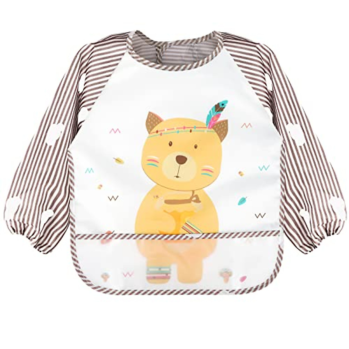 Accmor 4 Pack Long Sleeve Baby Bibs, Waterproof Sleeved Bib, Toddler Baby Bibs for 6-36 Months