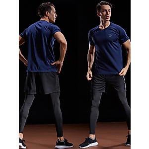 NELEUS Men's 3 Pack Mesh Athletic Running Sport Shirts,5033,Navy Blue,Blue,Olive Green,3XL