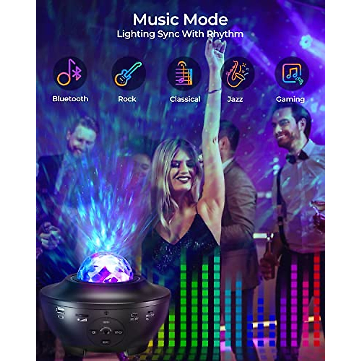 Galaxy Sky Star Projector LED Starry Night Light, Cool Planetarium Music Show Lamp with Bluetooth Speaker for Kids, Boys,Adults Bedroom Space and Home Ceiling Living Room Décor, Party